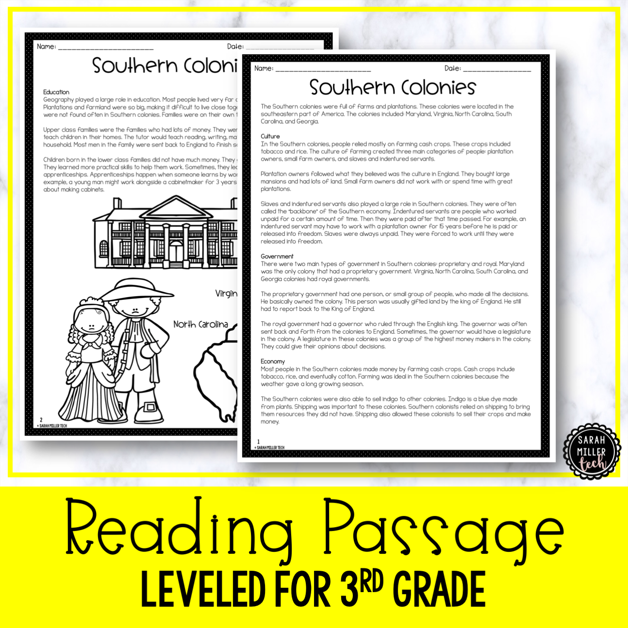 Southern Colonies | Reading Activity Packet - Amped Up Learning