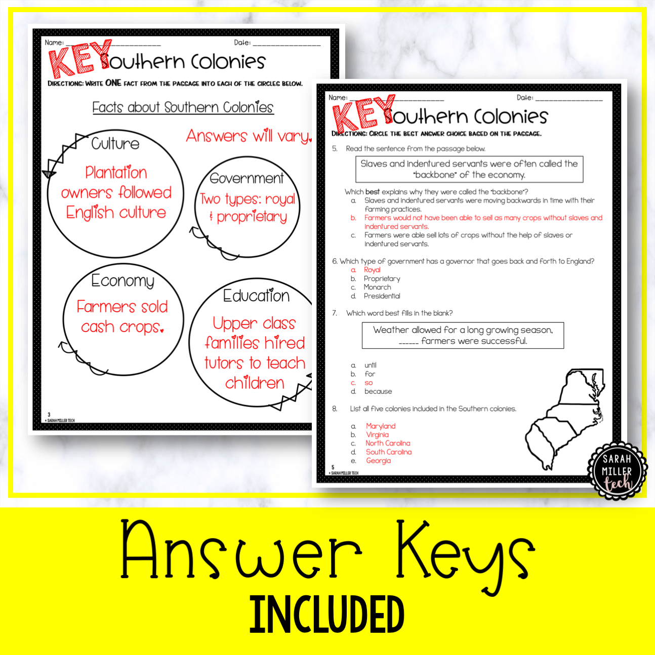 Southern Colonies | Reading Activity Packet - Amped Up Learning