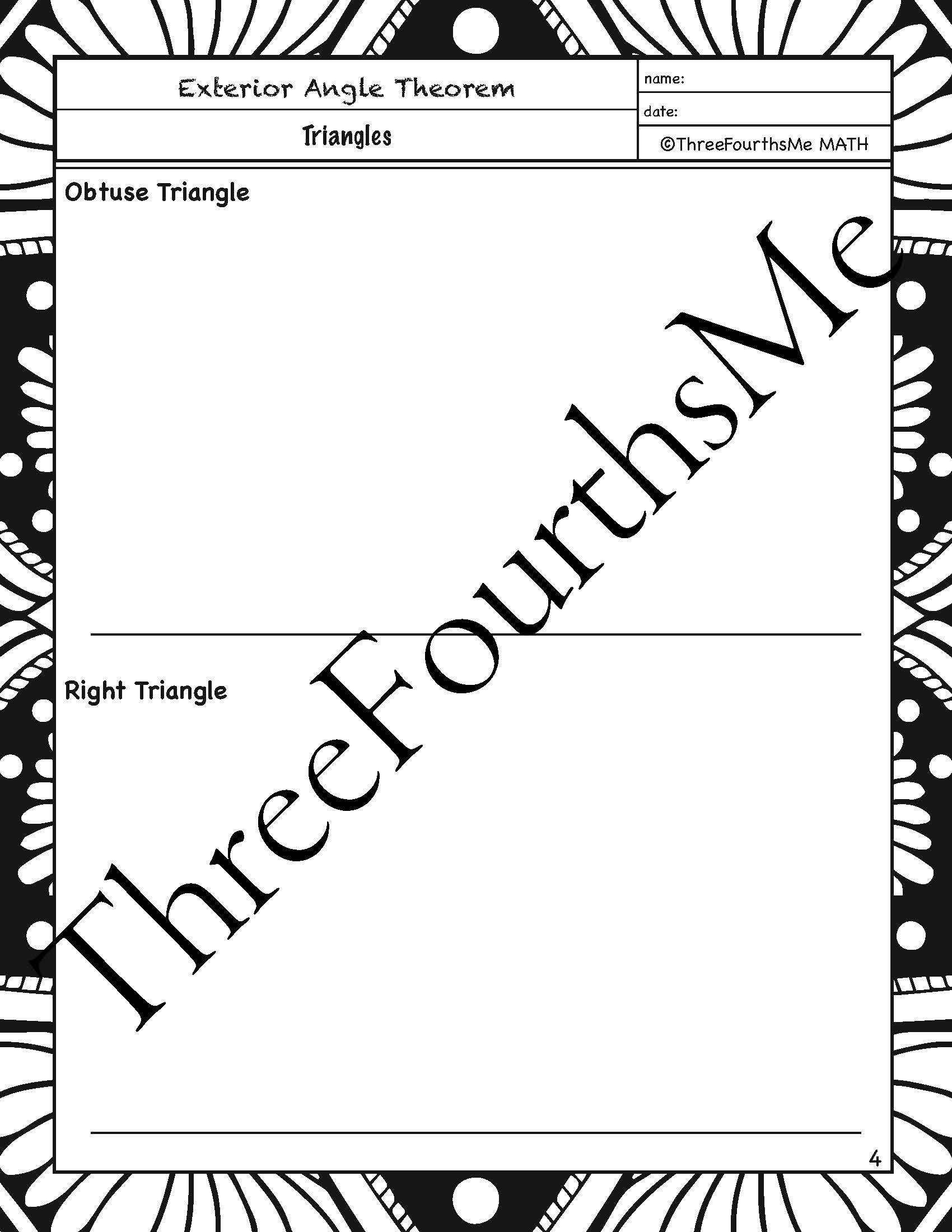 Exterior Angle Theorem: Scaffolded Notes, Activity, and Classwork ...