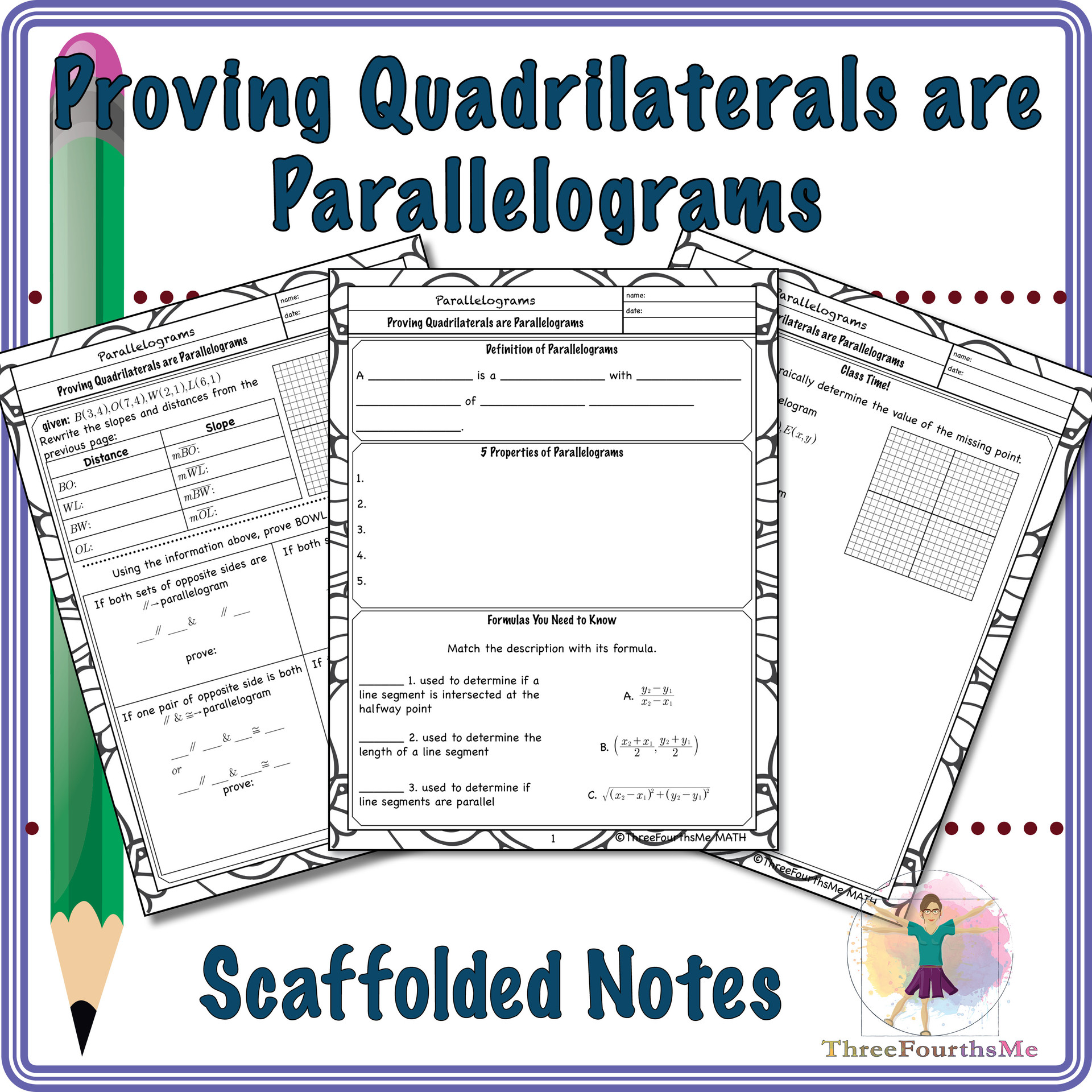 Proving Quadrilaterals are Parallelograms Scaffolded Notes - Amped Up ...