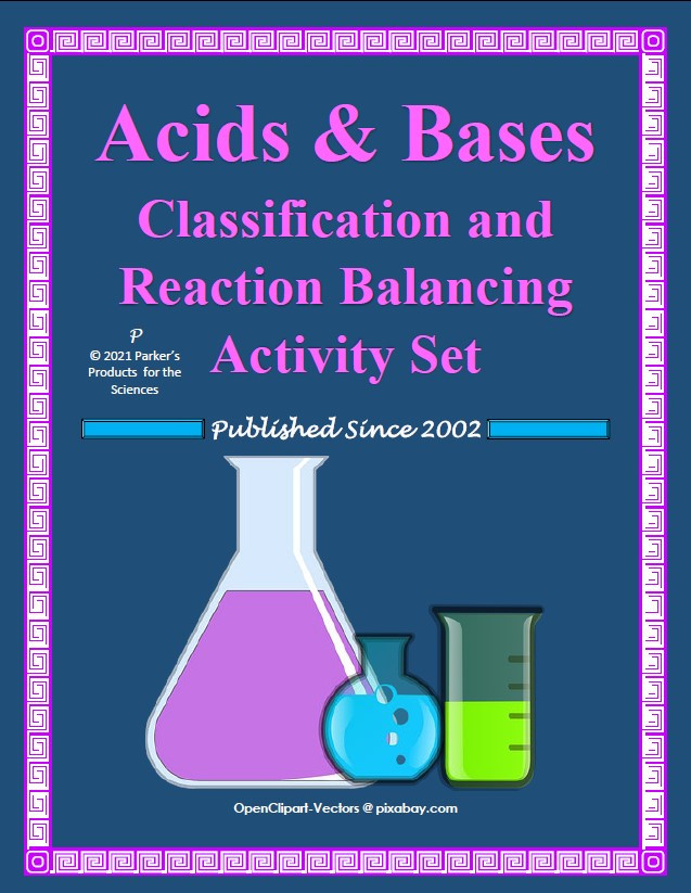 Acids & Bases Classification and Reactions Balancing Activity Set ...
