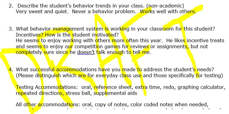 Teacher Input Form for ARD, PLAAFP - Amped Up Learning