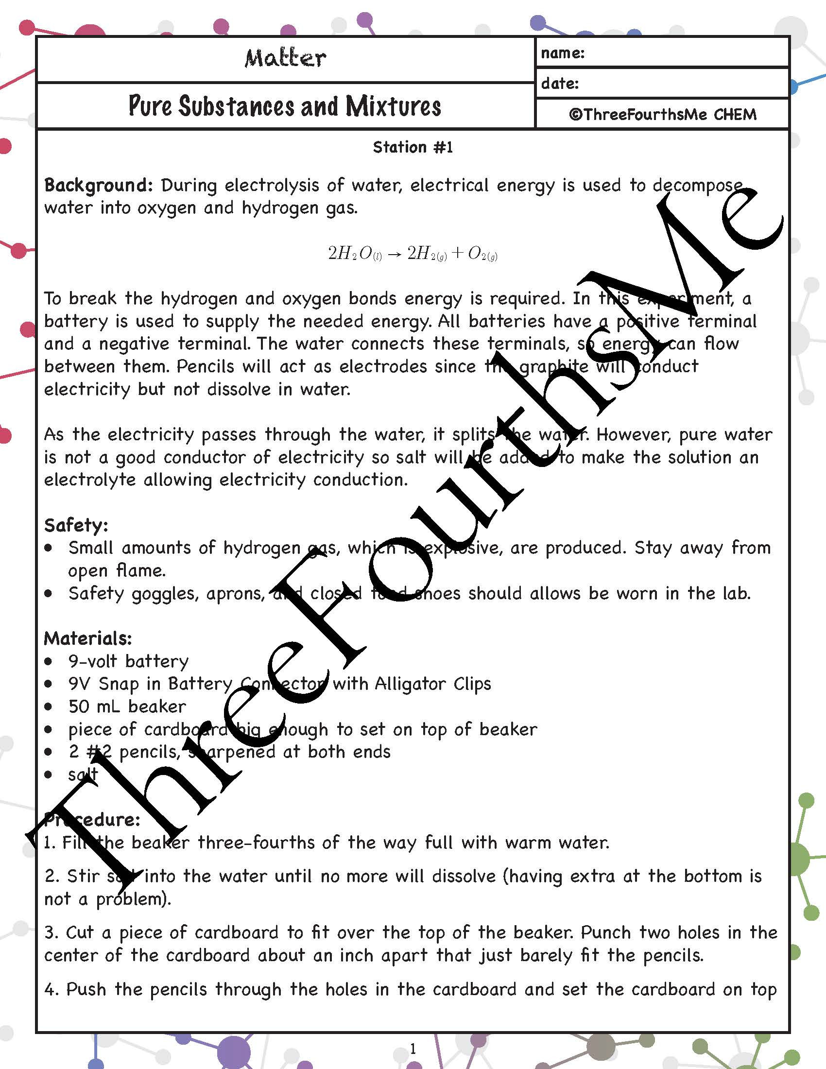 Pure Substances and Mixtures Activities - Amped Up Learning