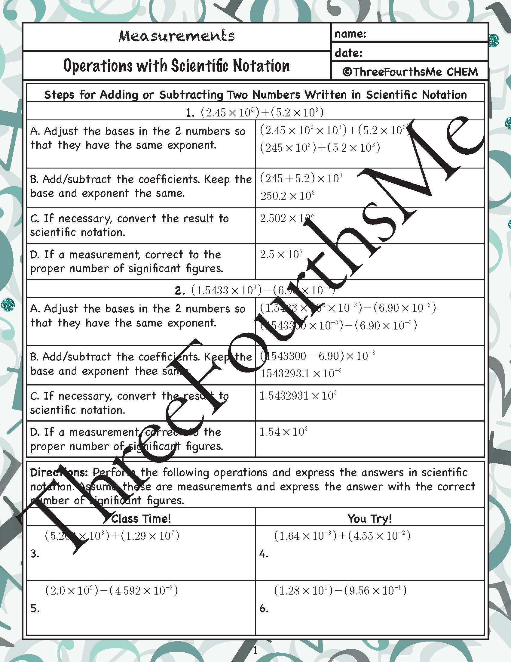 Operations with Numbers in Scientific Notation: GOOGLE Slides - 20 ...