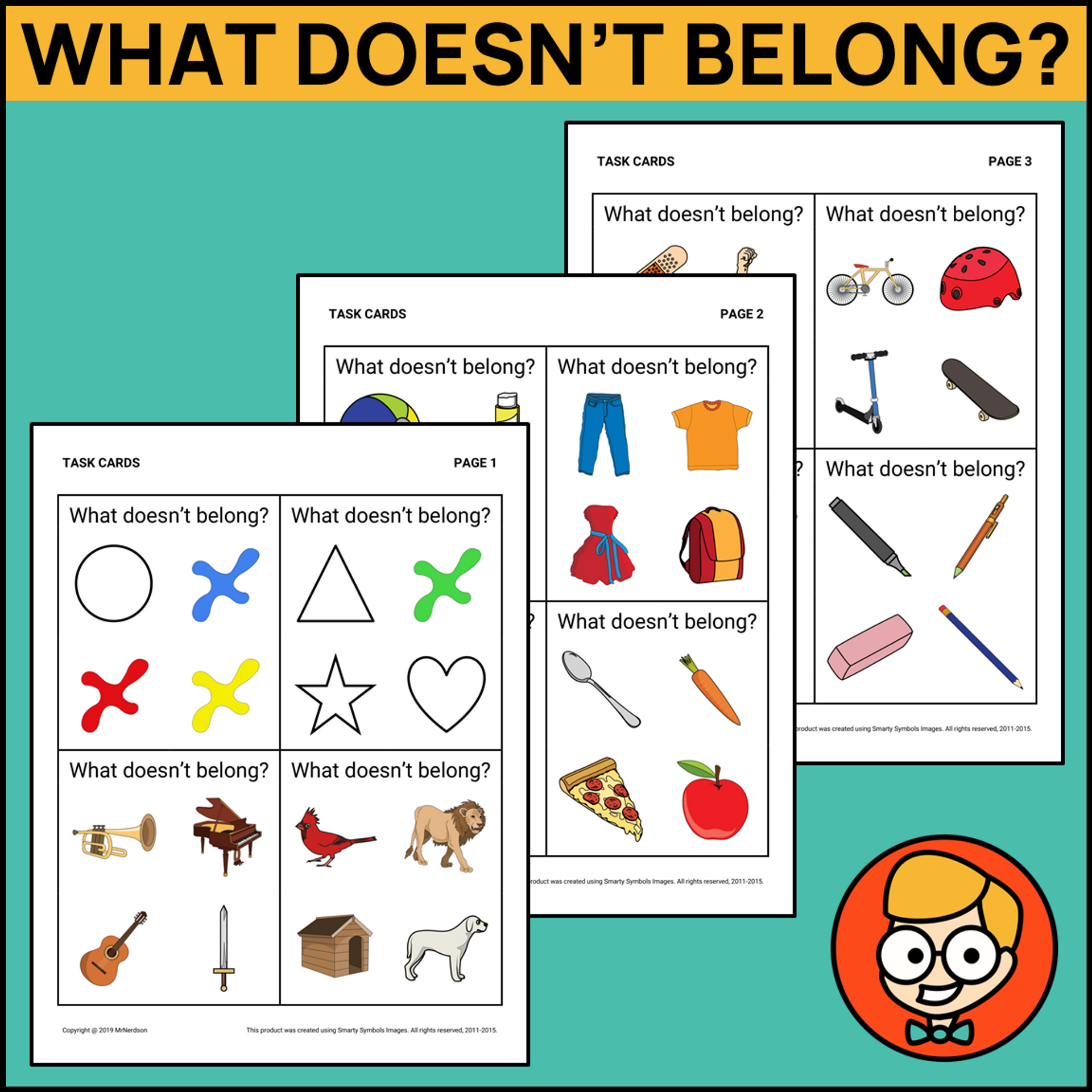 What Doesn't Belong Task Cards - Level 1 - Amped Up Learning