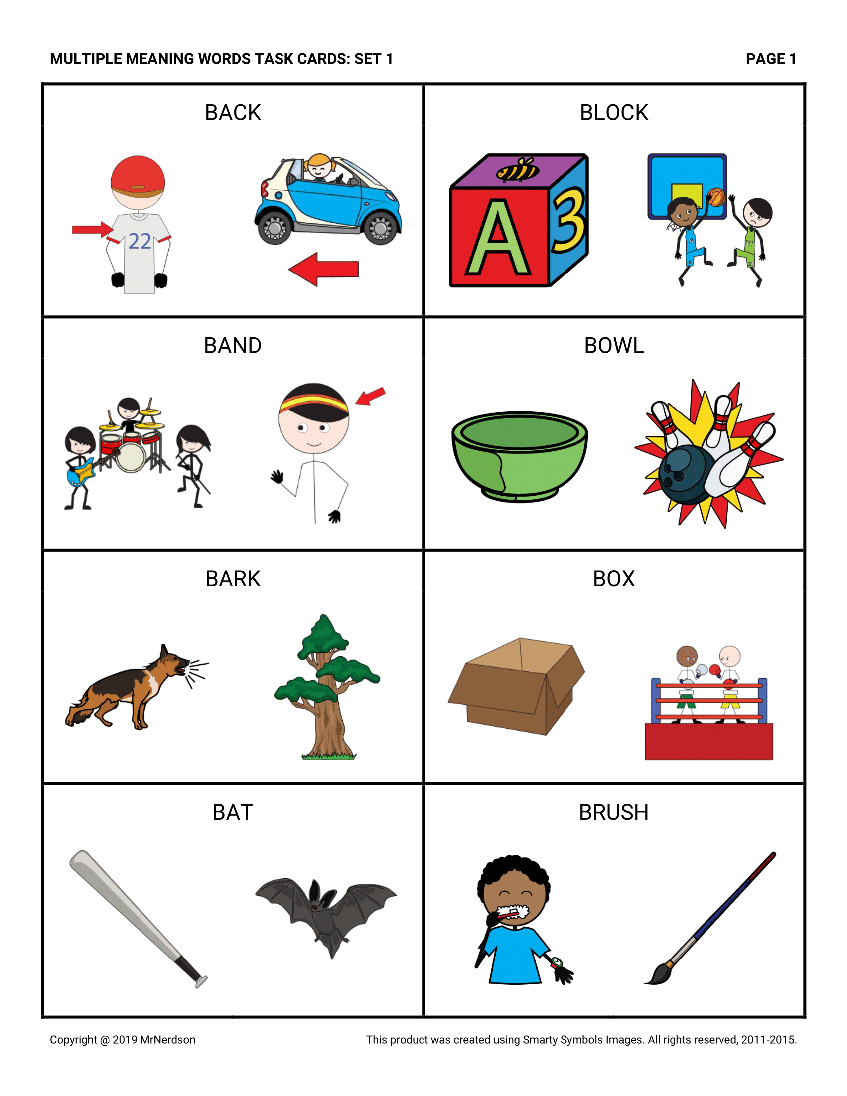 Multiple Meaning Words Task Cards - Set 1 - Amped Up Learning