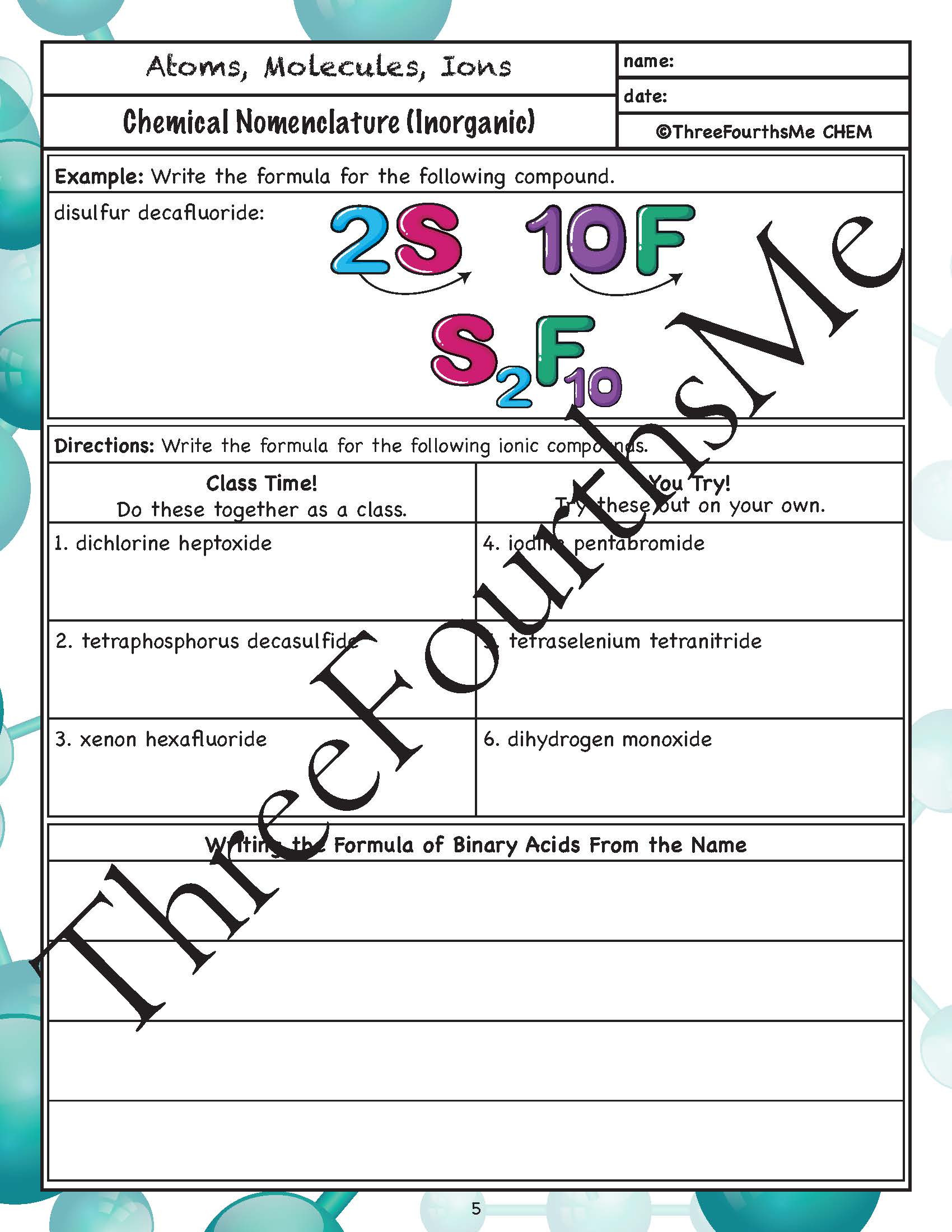 Inorganic Nomenclature Scaffolded Notes (Name to Formula) - Amped Up ...