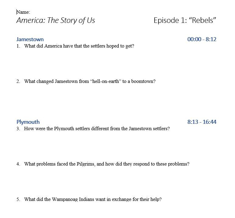 America: The Story of Us Video Viewing Guides - Amped Up Learning