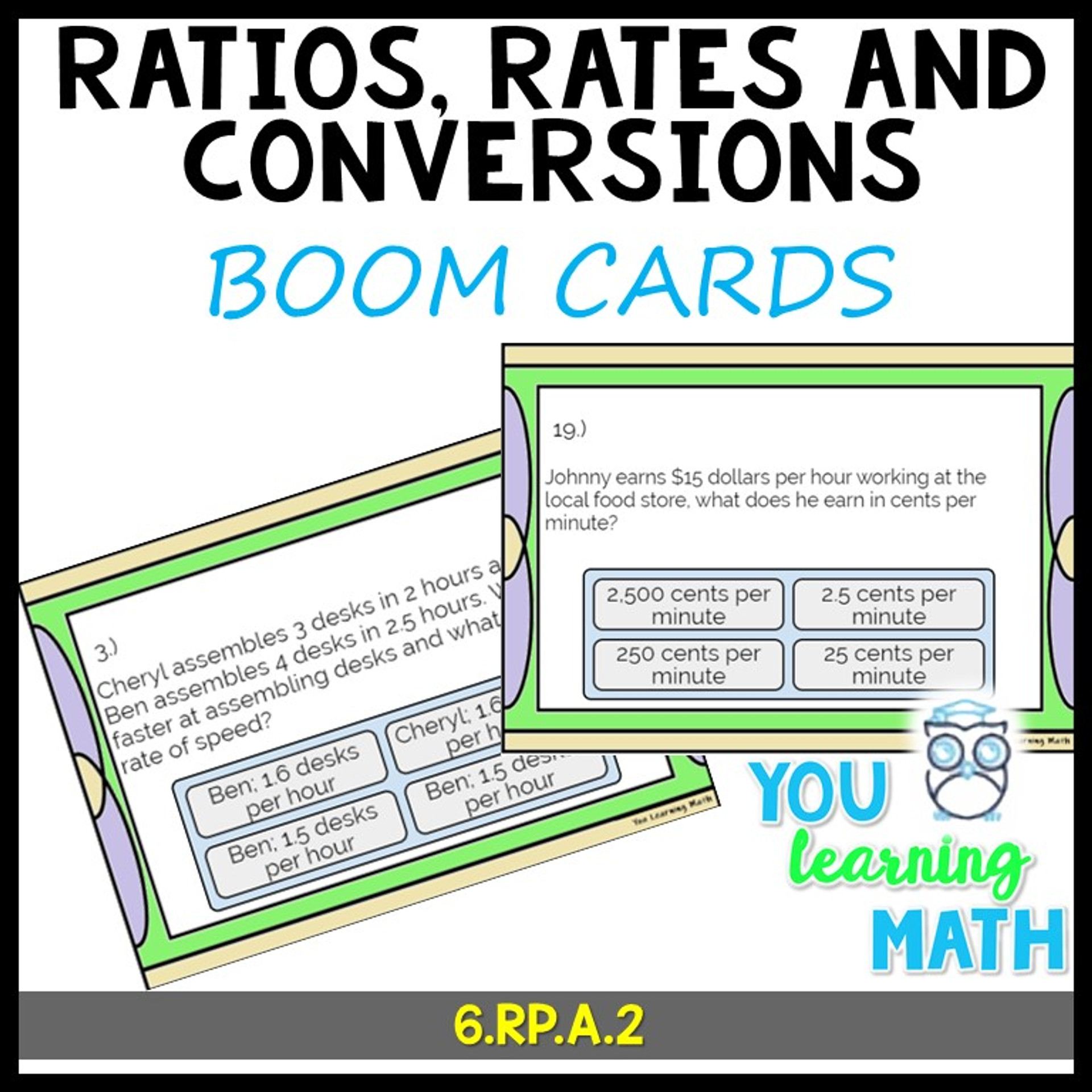 Ratios, Rates and Conversions Digital BOOM Cards + Printable Task Cards ...