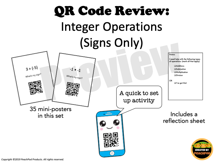 QR Code Review: Integer Operations (Signs Only) - Amped Up Learning