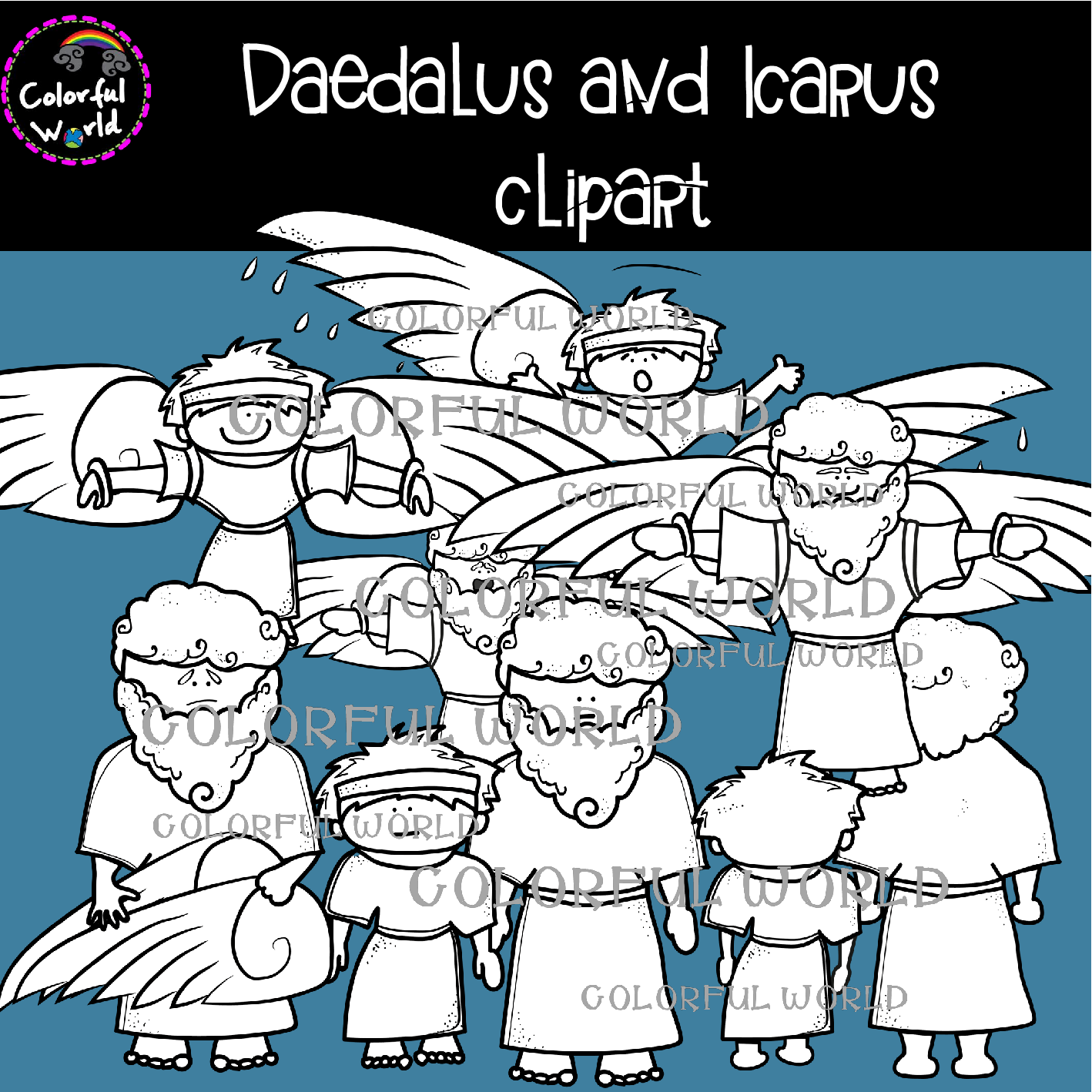 Daedalus and Icarus clipart - Amped Up Learning