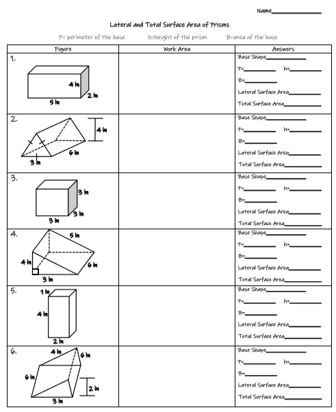 Lateral and Total Surface Area of Prisms (Rectangular, Triangular, and ...
