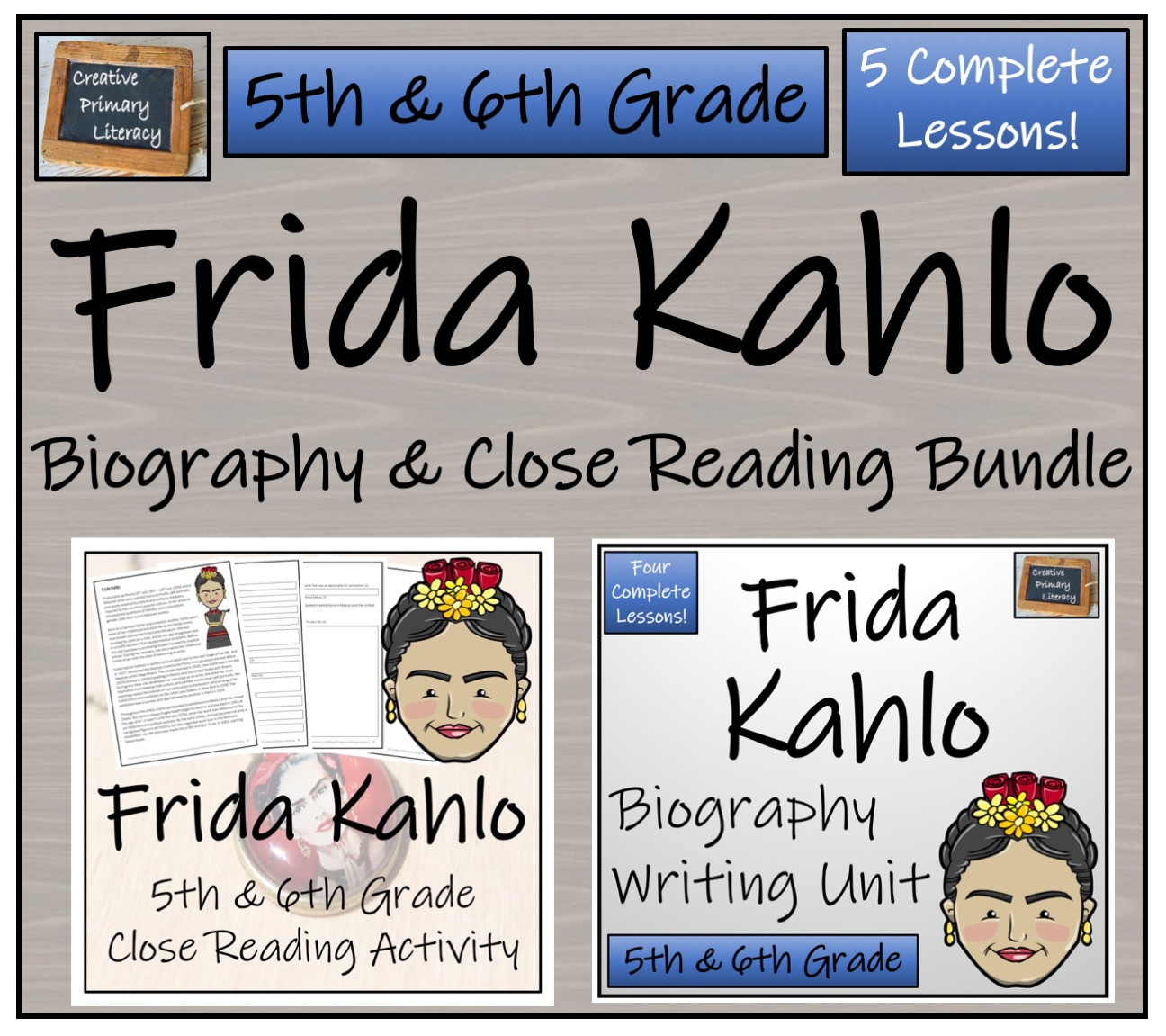 Frida Kahlo - 5th & 6th Grade Close Read & Biography Writing Bundle ...