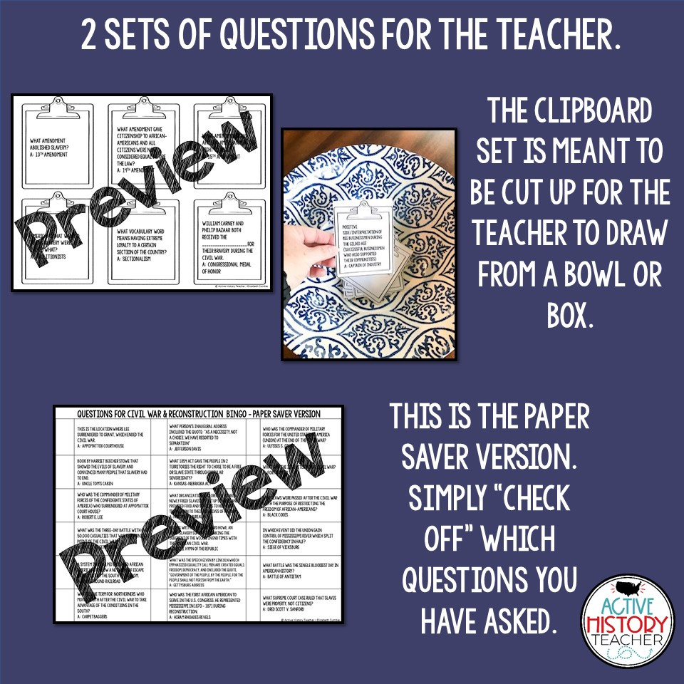 Civil War and Reconstruction Bingo - STAAR Review - Amped Up Learning