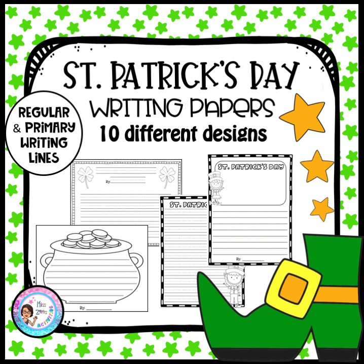 St. Patrick's Day Writing Papers - 10 Designs - Amped Up Learning
