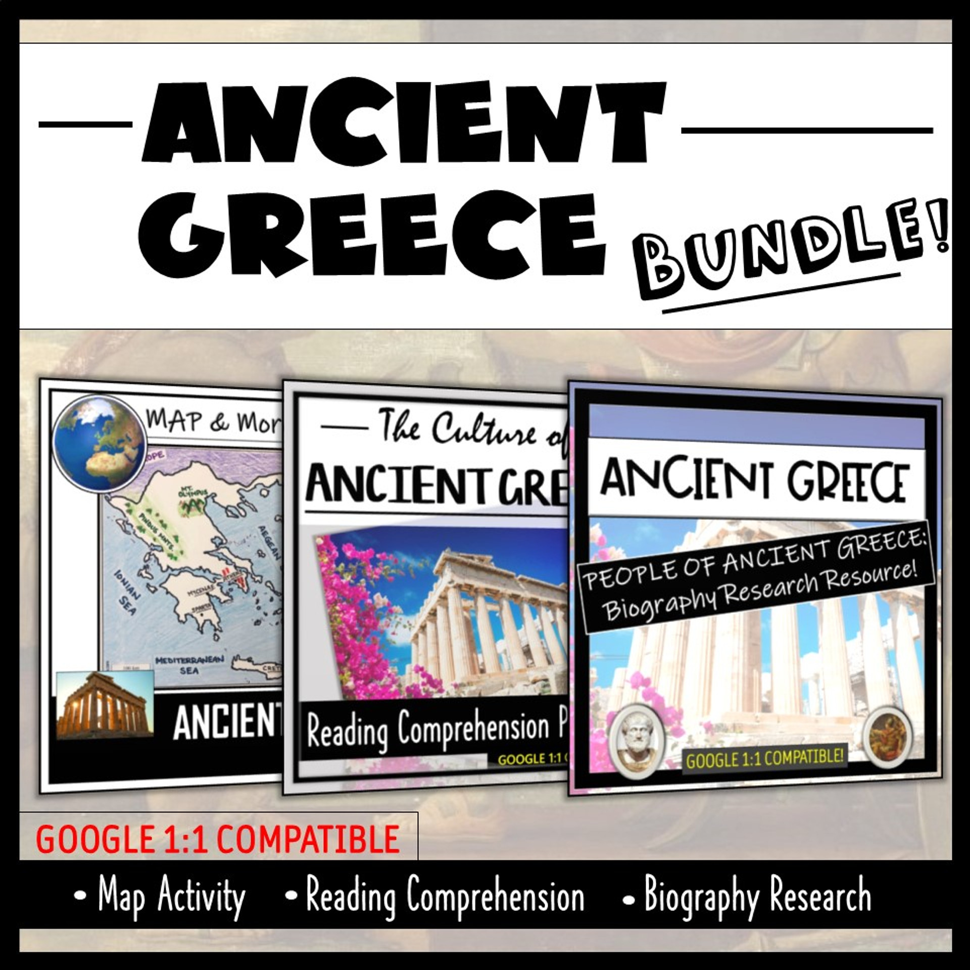 Ancient Greece Bundle: Map Activity, Readings, Bio's Research- Distance ...