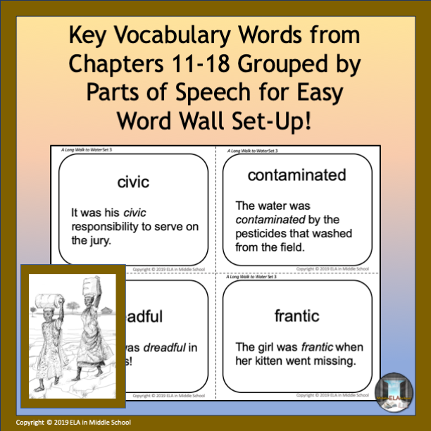 A Long Walk to Water Vocabulary Flashcards and Word Wall Set 3 - Amped ...