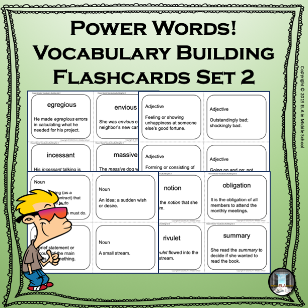 Power Words! Vocabulary Building Flashcards and Word Wall Set 2 - Amped ...
