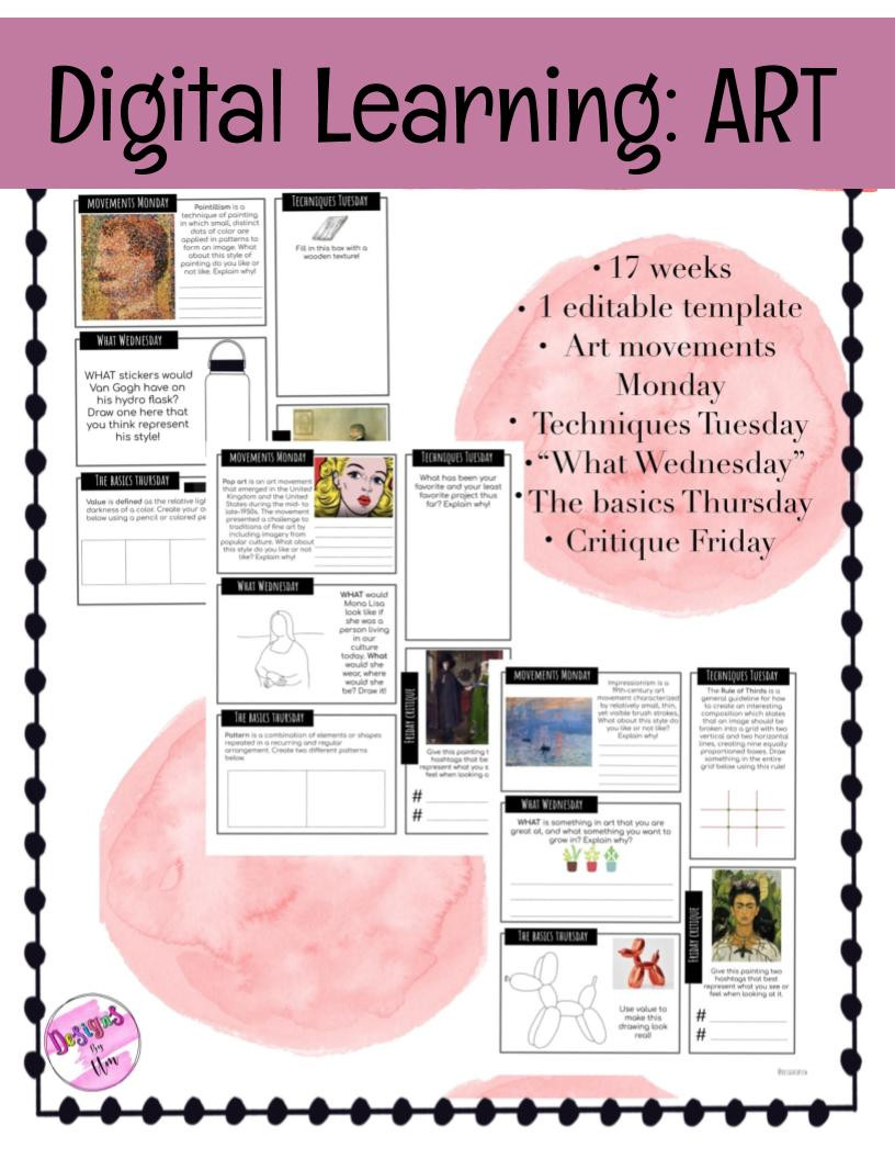 "Digital Learning: Art Packet" covers 16 weeks worth of material ...