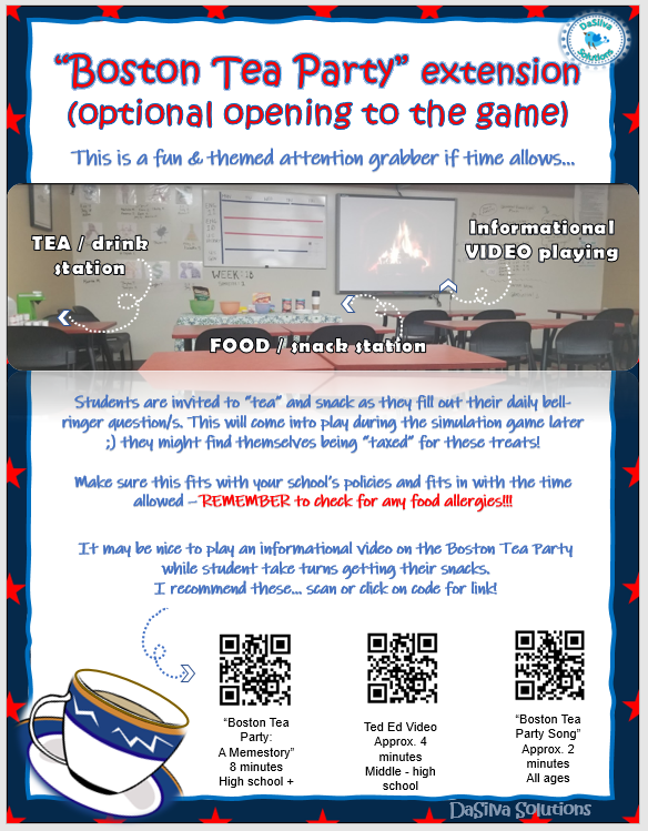 Sweet Revolution: role-play simulation game - Boston Tea Party, Taxes ...
