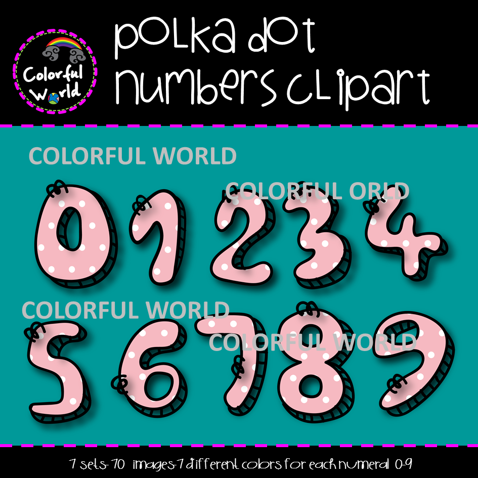 Polka dot pattern numbers clipart - Amped Up Learning