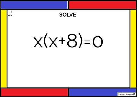Solving Quadratic Equations by Factoring: Google Forms Quiz - 20 ...