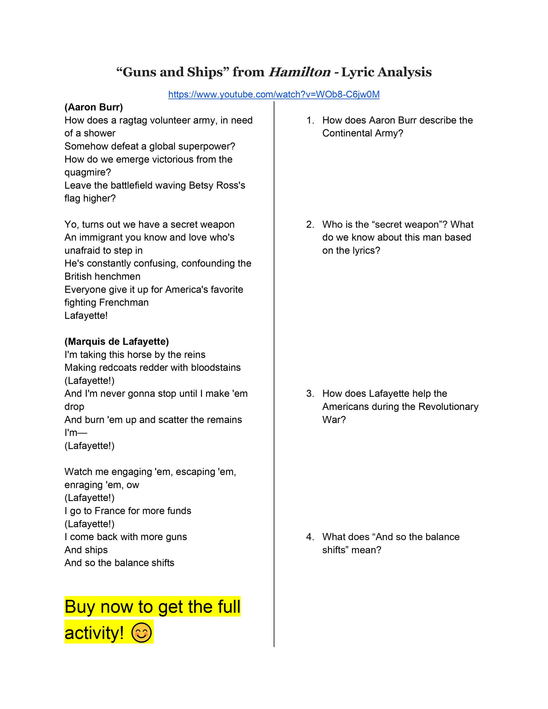 "Guns and Ships" Lyric Analysis