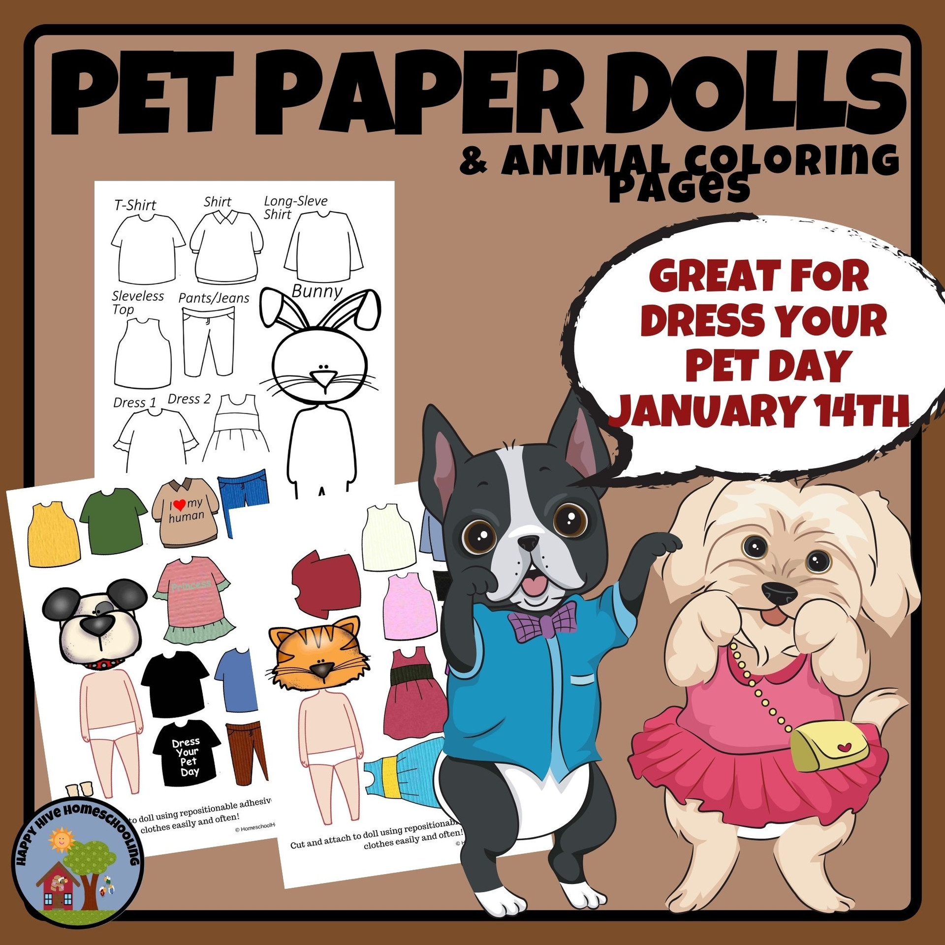Pet Paper Dolls - Dress Up Your Pet Day