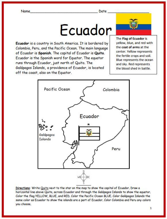 Color and Learn Geography - Ecuador - Amped Up Learning
