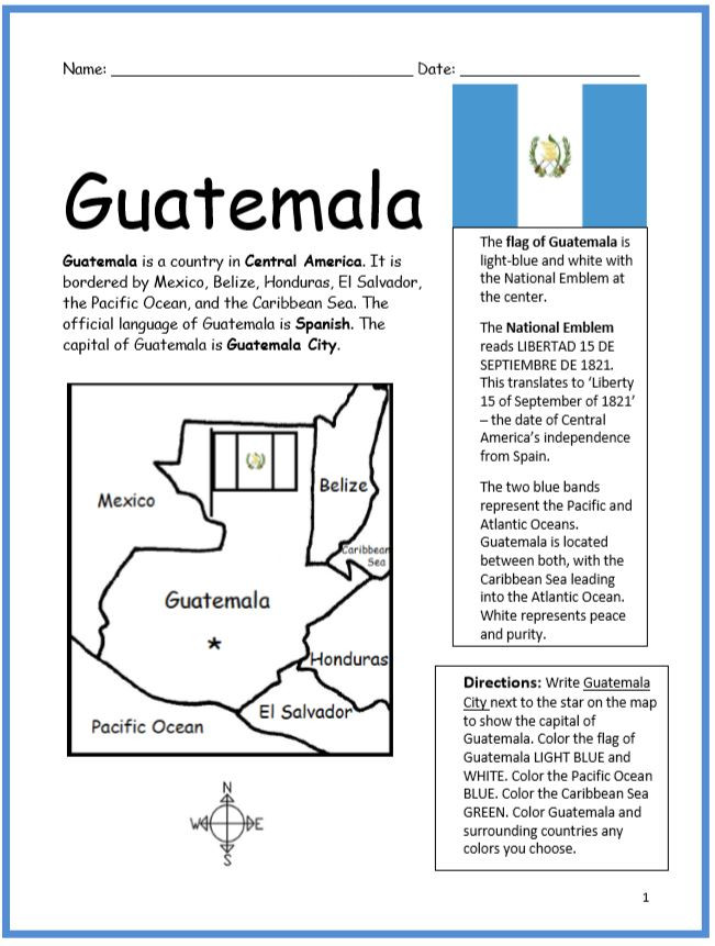 Color and Learn Geography - Guatemala - Amped Up Learning