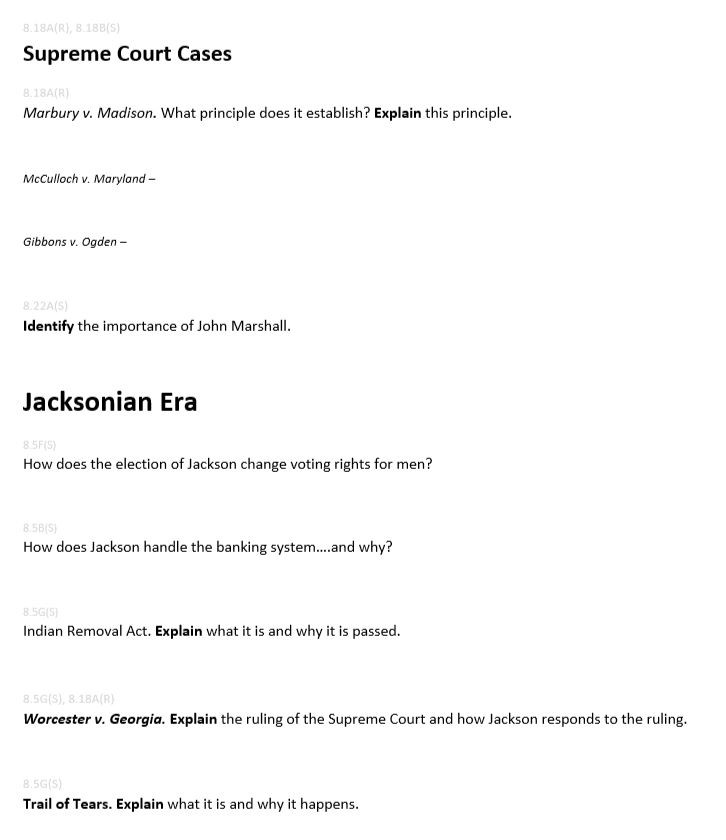 STAAR 8th Grade US History | Complete Review Packet with KEY