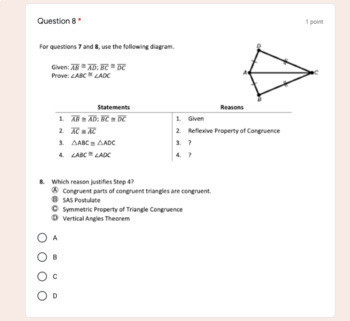 FREEBIE Triangles and Congruence Pre-Test or Review