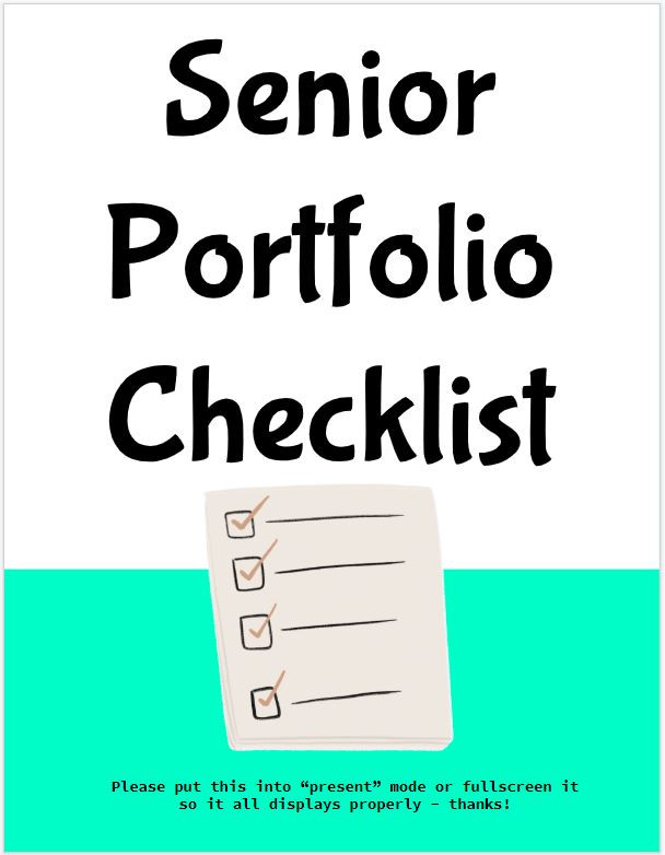 Senior Portfolio Checklist, High School Senior Checklist, Senior ...