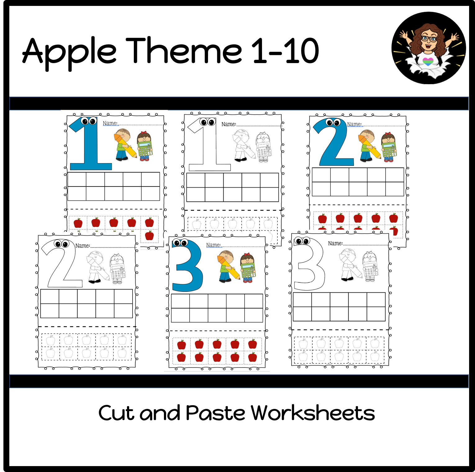 Apple Theme Ten Frame, 1-10, No Prep Worksheets