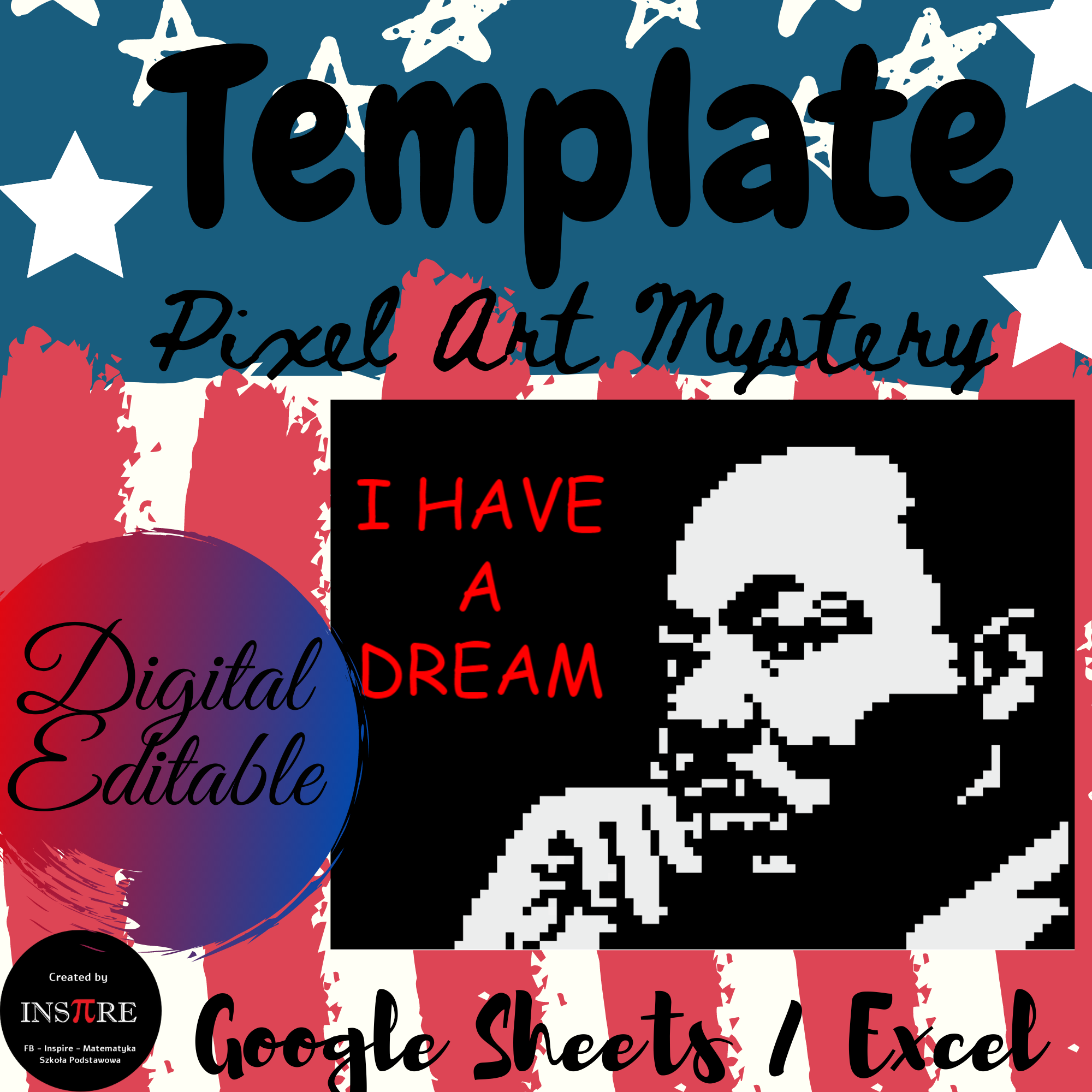 Martin Luther King Jr. Pixel Art Mystery Picture Template DIGITAL ...