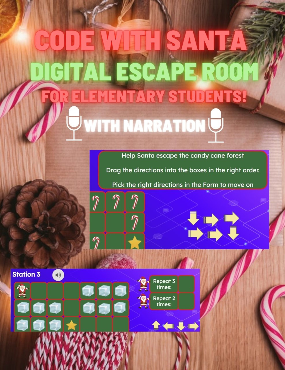 Code with Santa - A digital escape room for elementary students