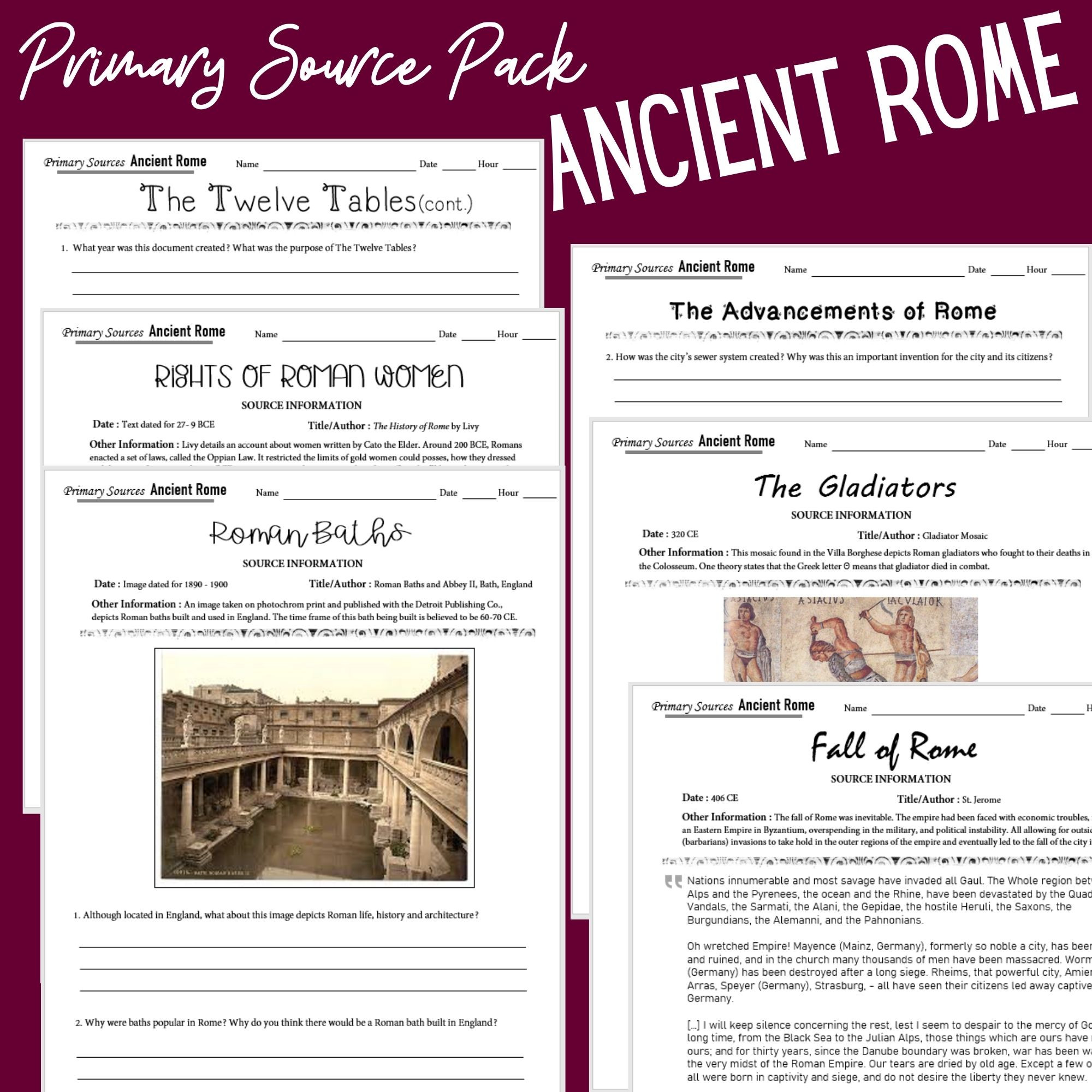 Ancient Rome Primary Source Pack (Google Compatible) - Amped Up Learning