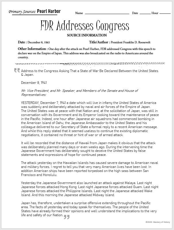 Pearl Harbor Primary Source Mini-Pack (Google Compatible)