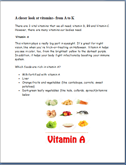 The A,B,C's of Vitamins and Minerals - Amped Up Learning