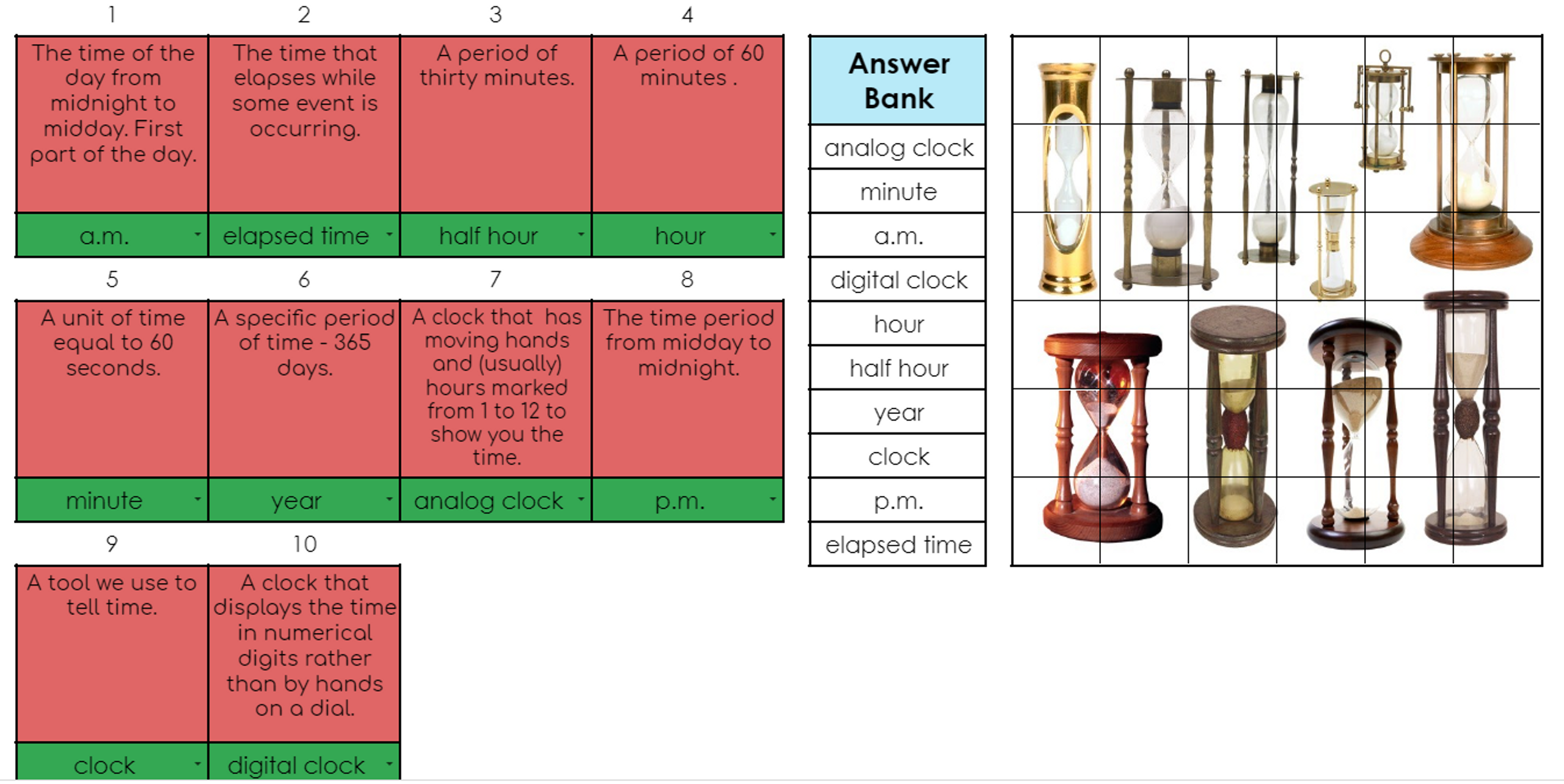 Math Vocabulary (Geometry, Telling Time, Operations and Measurement ...