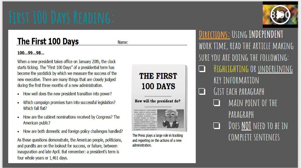 President's First 100 Days - Amped Up Learning