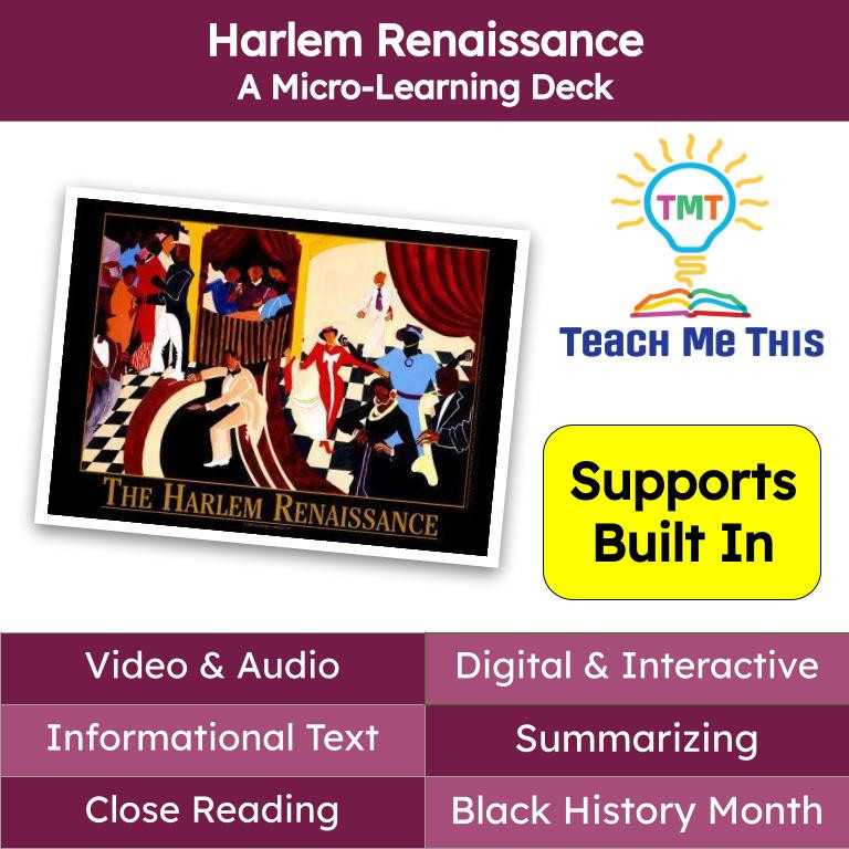 Harlem Renaissance Informational Text Reading Passage and Activities