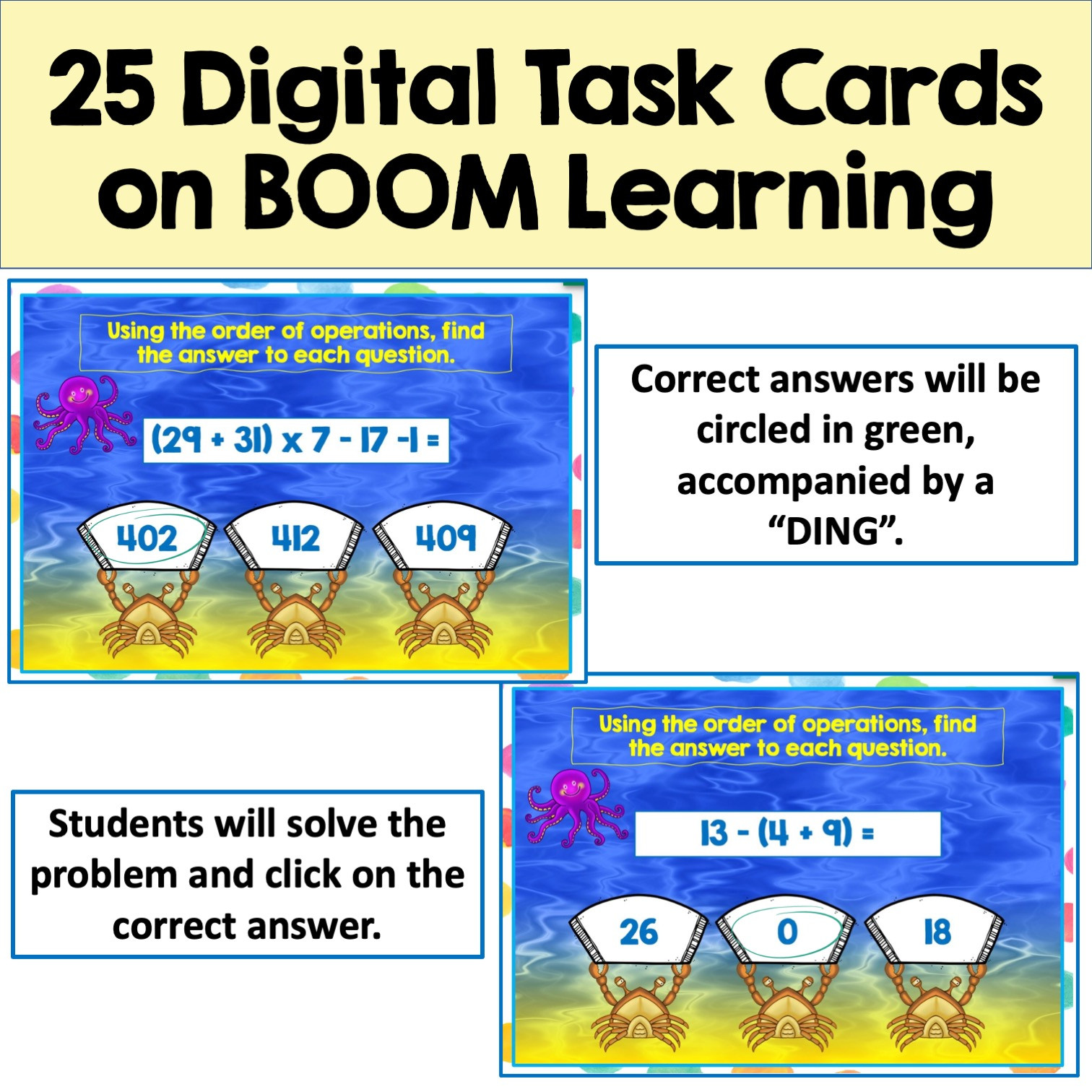 Order of Operations Ocean Themed BOOM Cards