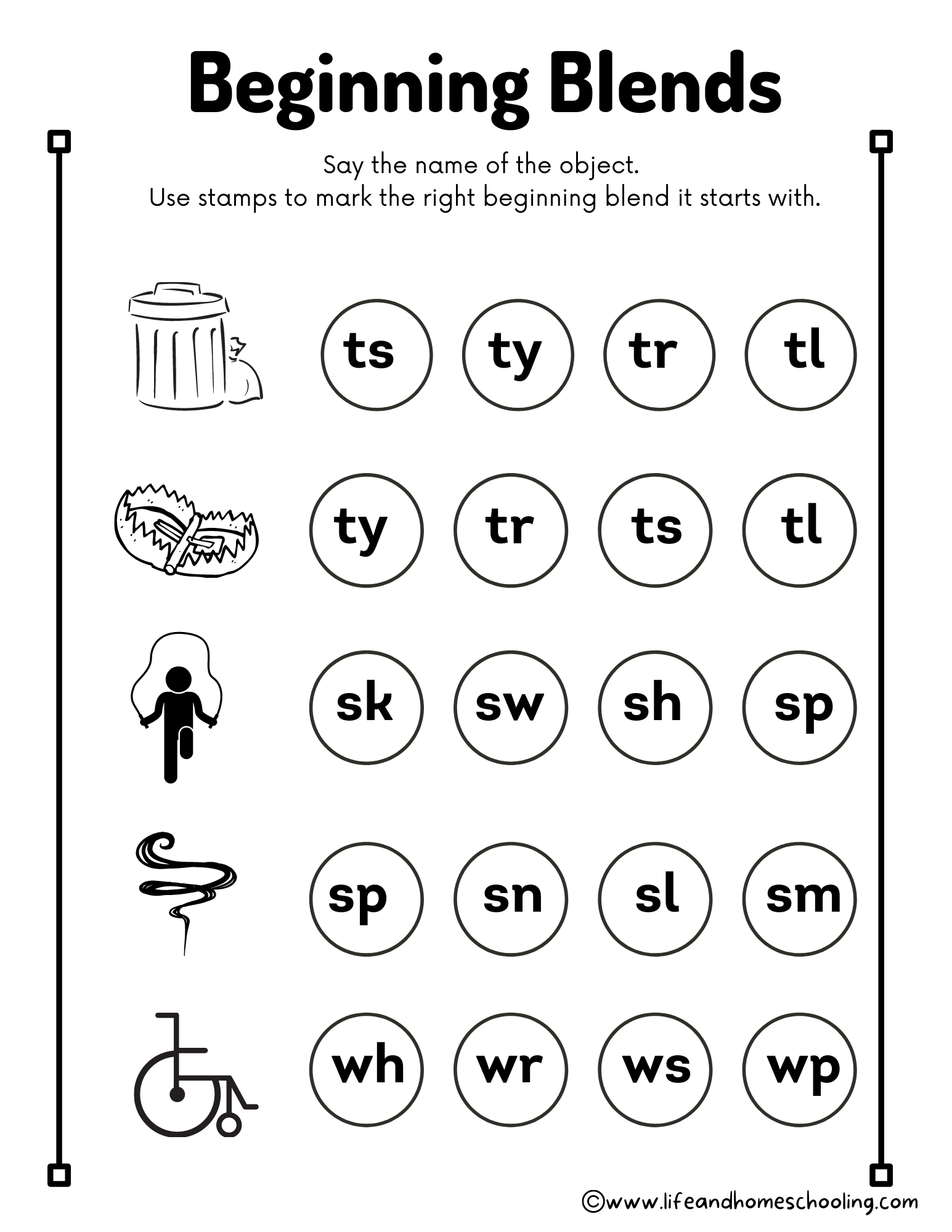 Stamp Beginning Blends Activity