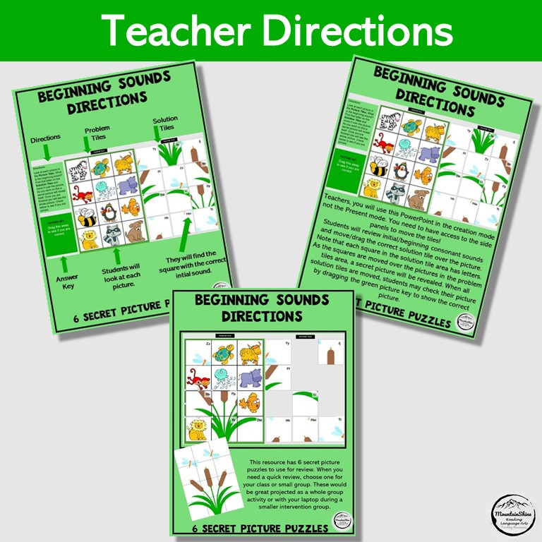 Beginning Sounds Secret Picture Puzzles using PowerPoint