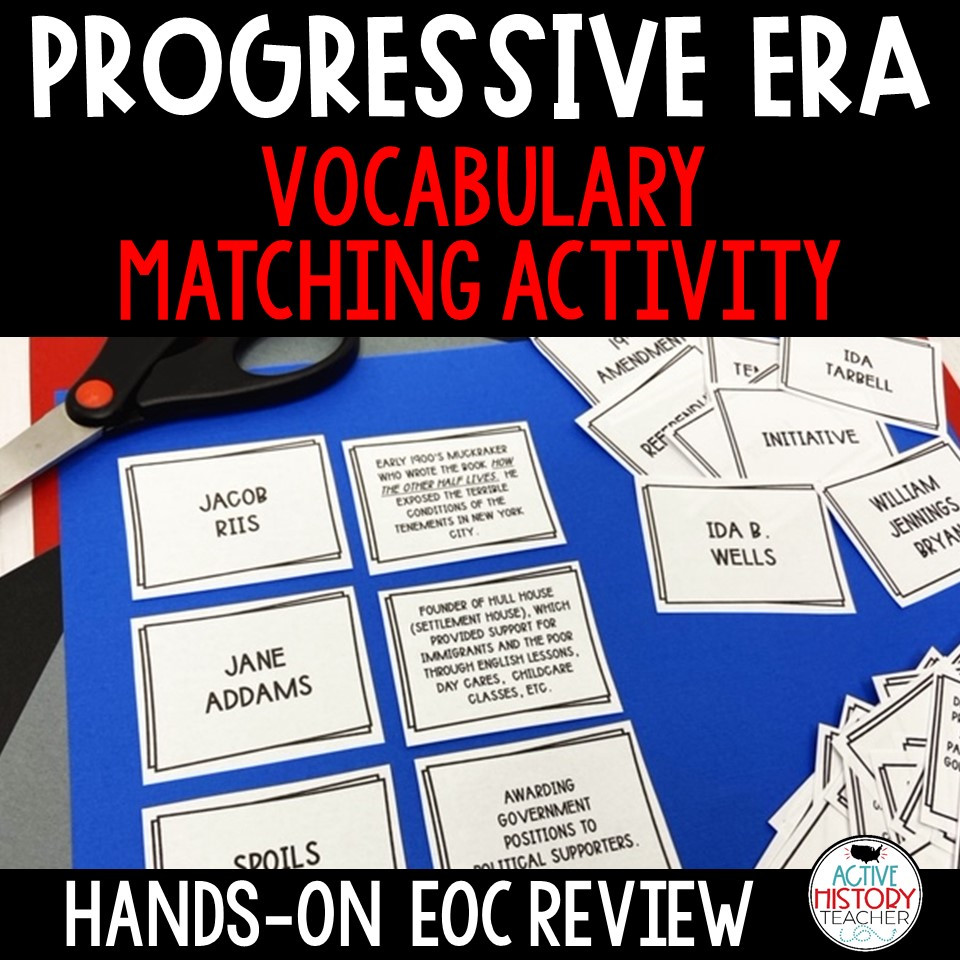 Progressive Era Activity Vocabulary Matching Hands-On EOC Review