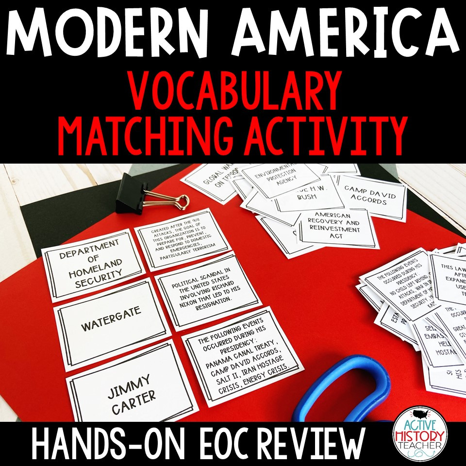 Modern America Activity Vocabulary Matching Hands-On EOC Review