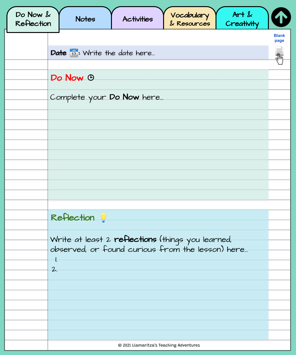 Digital Interactive Notebook (Cuaderno interactivo digital) for Spanish ...