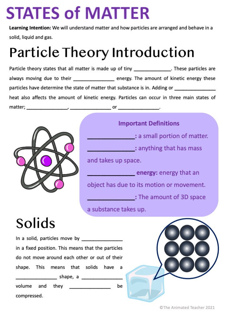 States of matter changes doodle notes with differentiation options