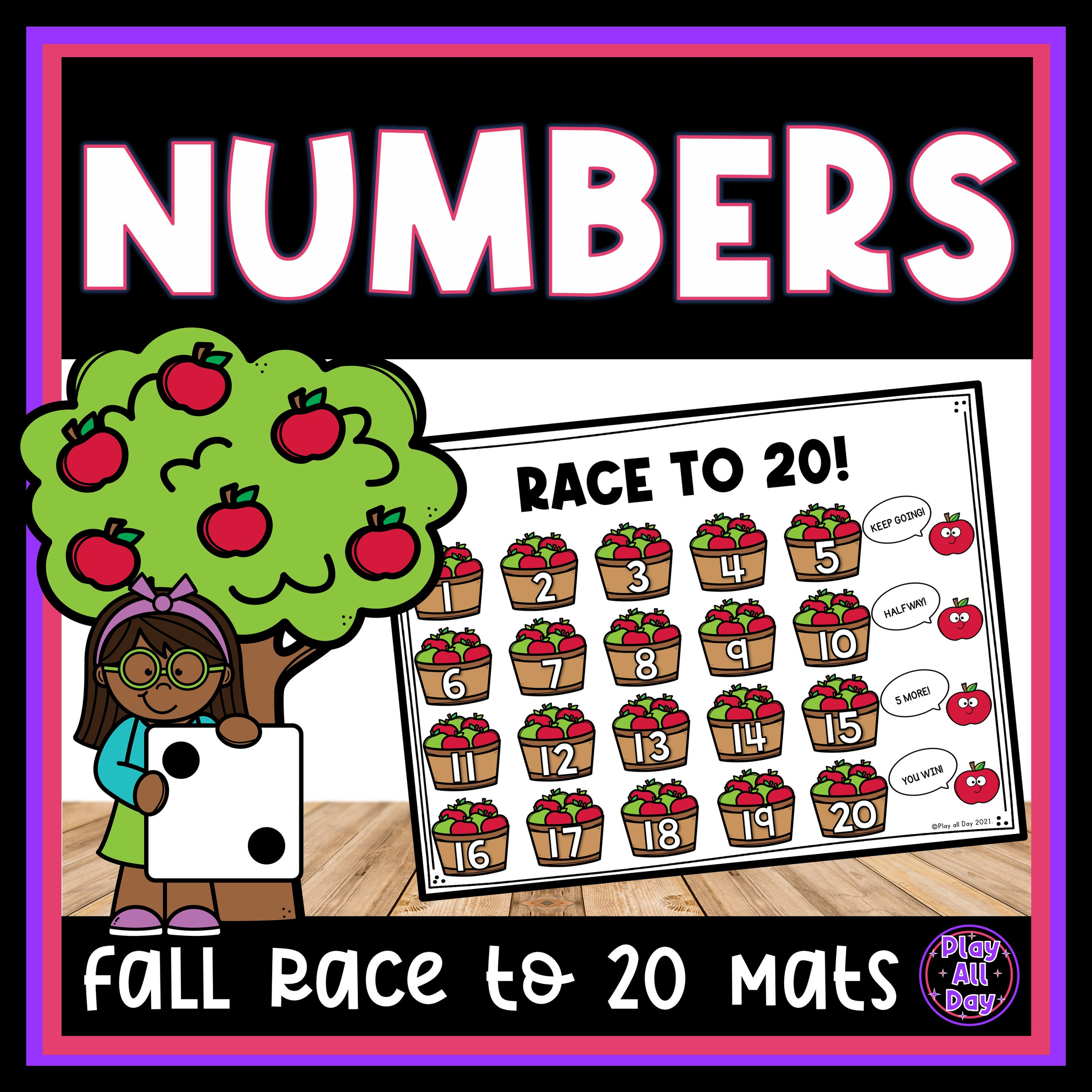 Fall Counting to 20 | Race to 20 Activity Mats
